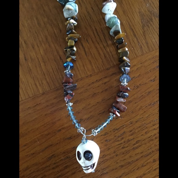 Handmade | Jewelry | Handmade Skull Necklace Set With Swarovski Crystal ...
